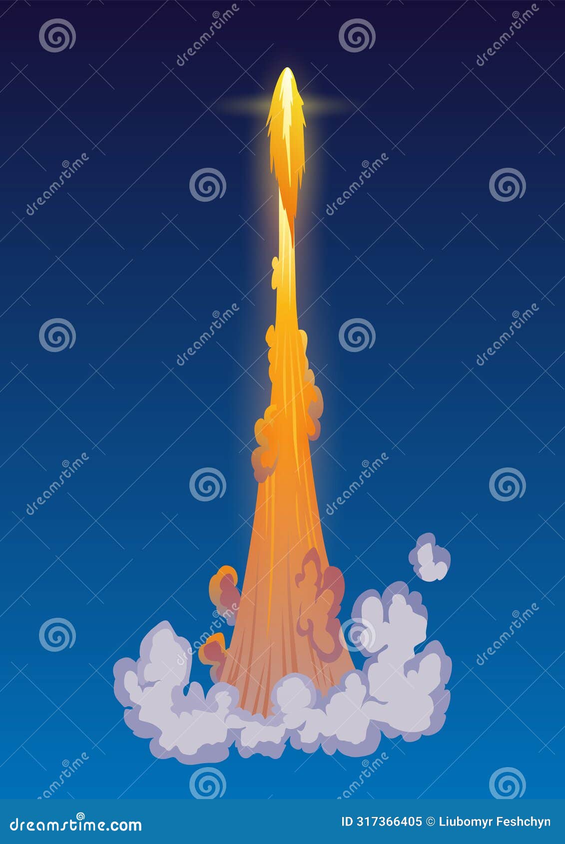 Rocket Trail Fire Smoke, Spaceship Launch with Clouds, Spaceflight ...