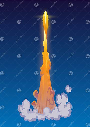 Rocket Trail Fire Smoke, Spaceship Launch with Clouds, Spaceflight ...