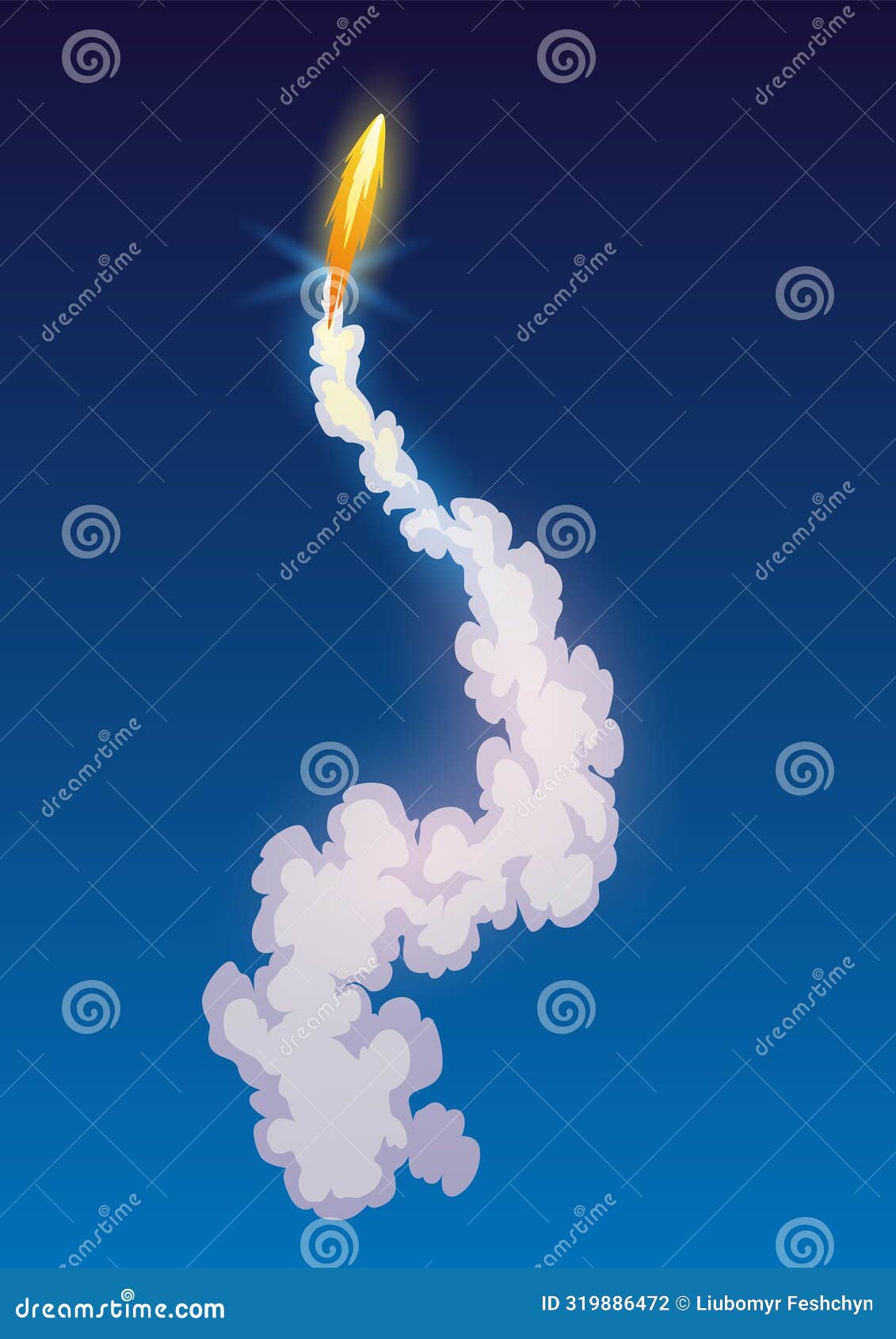 Rocket Trail Fire Smoke, Spaceship Launch with Clouds, Spaceflight ...