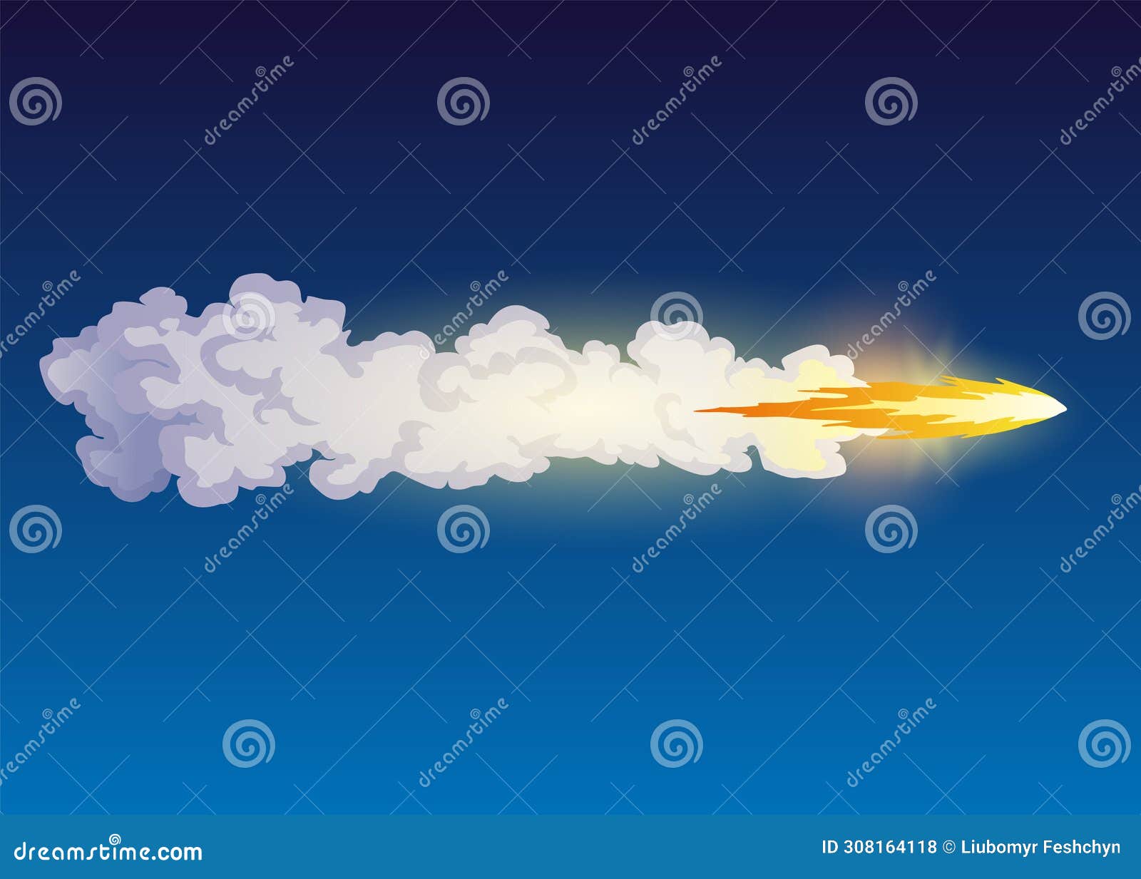 Rocket Trail Fire Smoke, Spaceship Launch with Clouds, Spaceflight ...