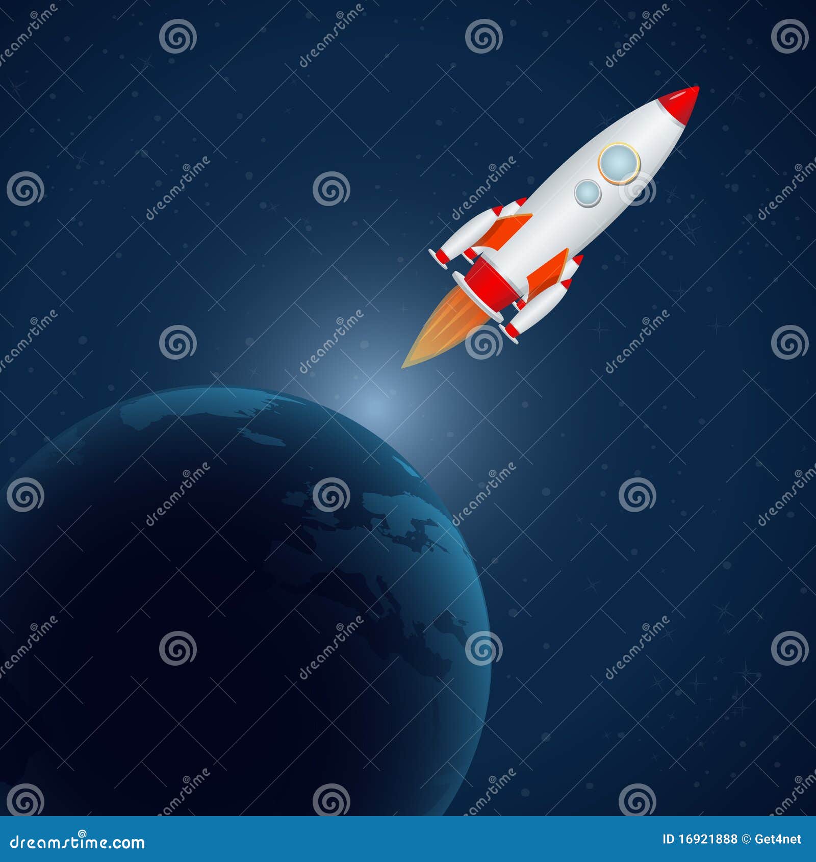 Rocket in universe stock illustration. Illustration of launch - 16921888