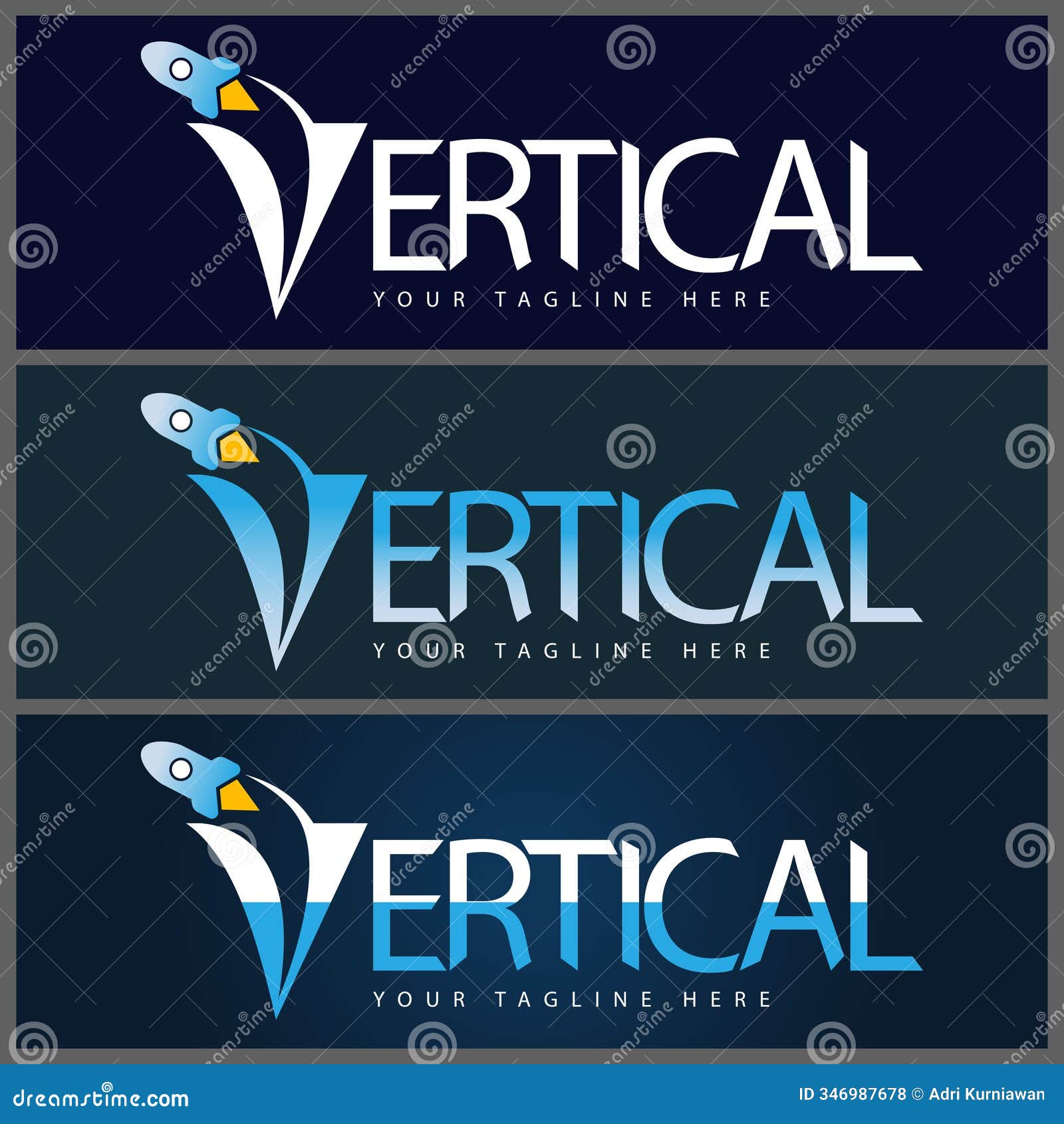 Rocket Vertical Initial Logo Text Set Design Template Stock ...