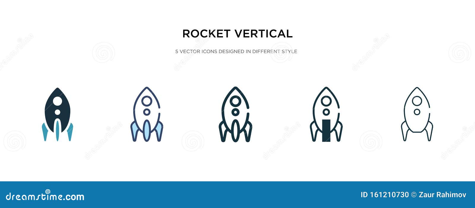 Rocket Vertical Position Icon in Different Style Vector Illustration ...