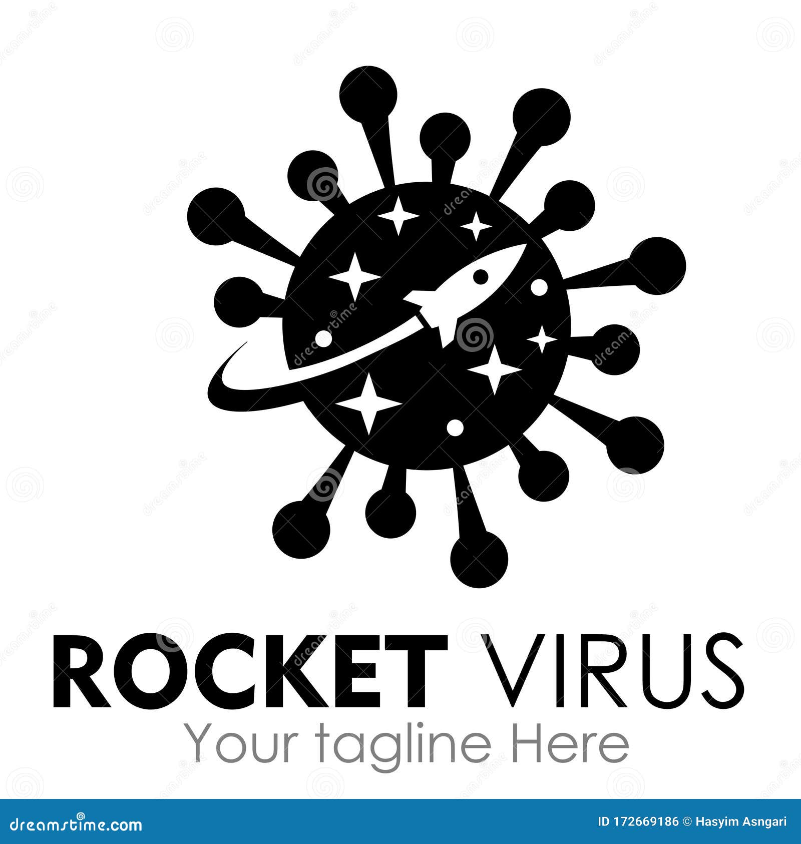 Rocket Virus Logo Design Vector. Stock Vector - Illustration of green ...