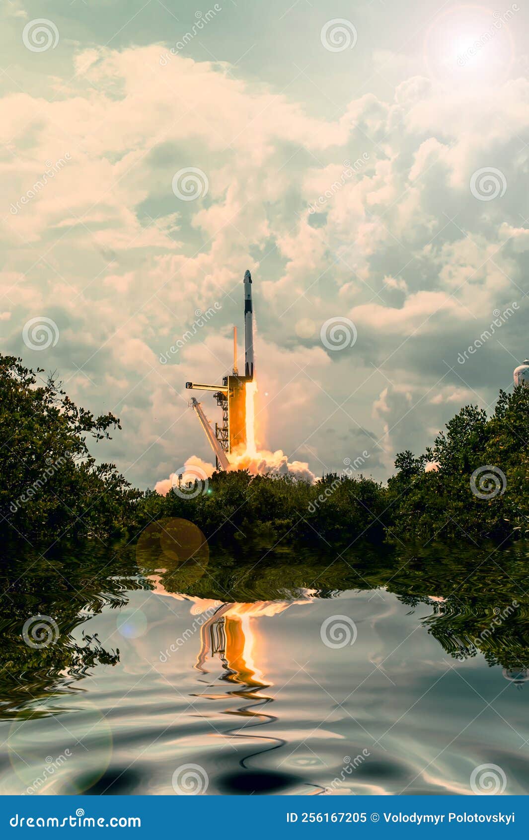 Rocket and the Water with Trees.the Elements of this Image Furnished by ...
