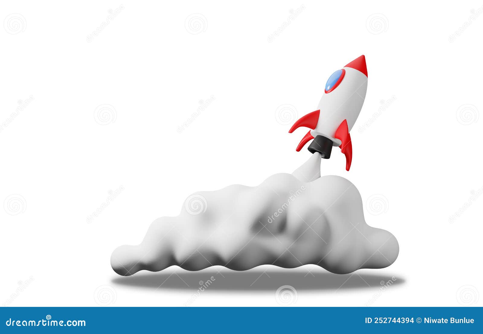 Rocket on White Background, 3D Rendering Stock Illustration ...