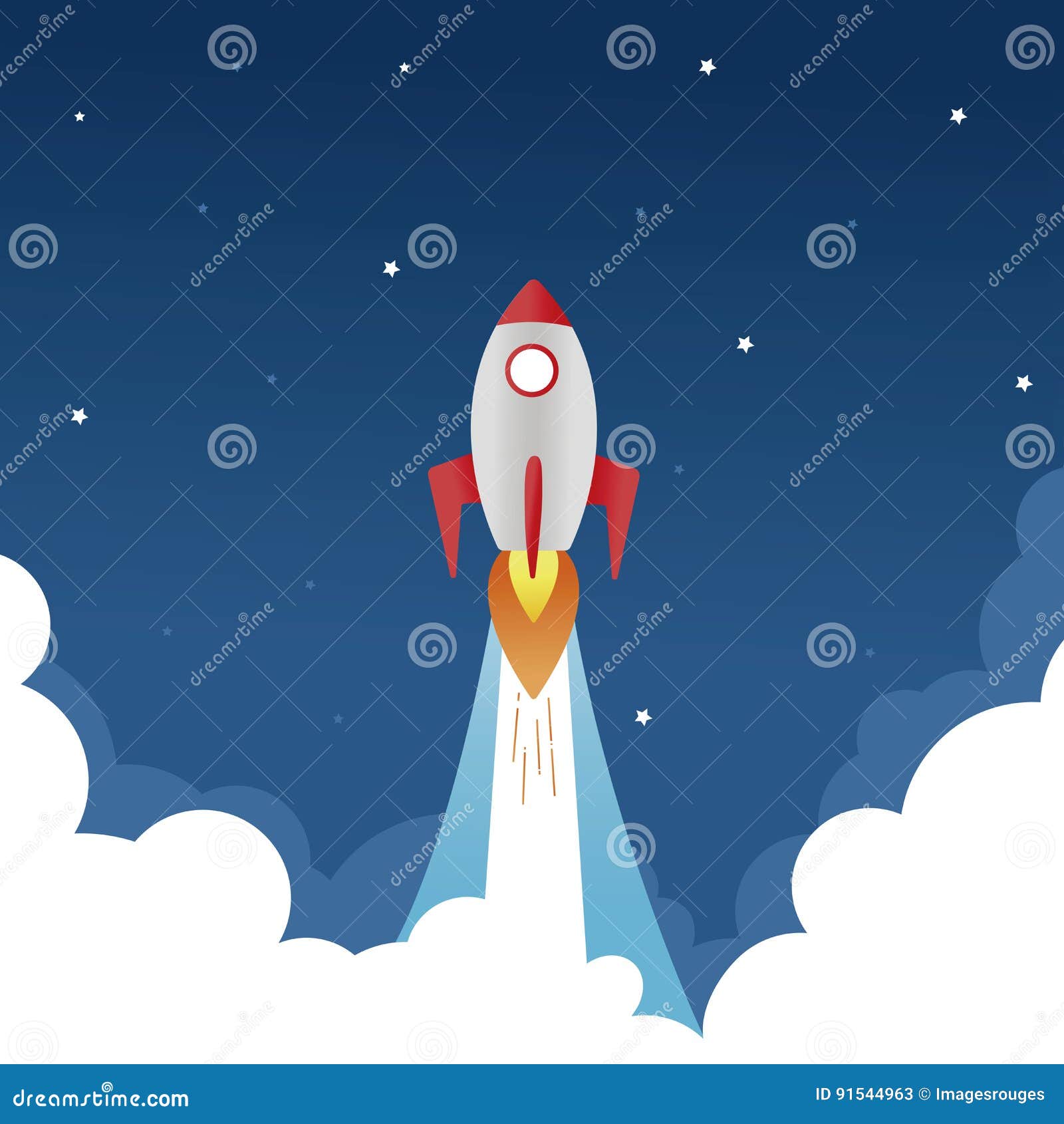 Rocket with Window for the Space. Concept of Business Launch Start Up ...