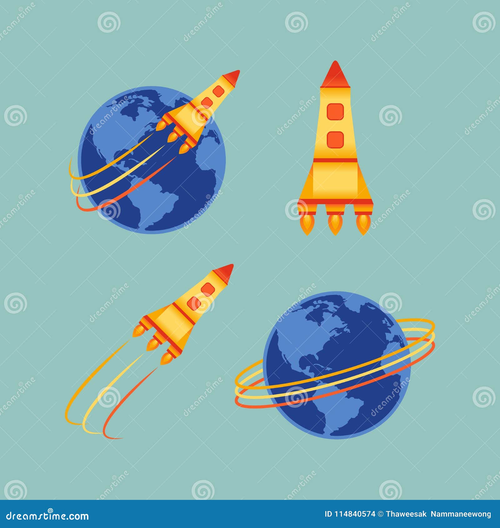 Rocket with the World and Planet Earth Fast Speed Stock Vector ...