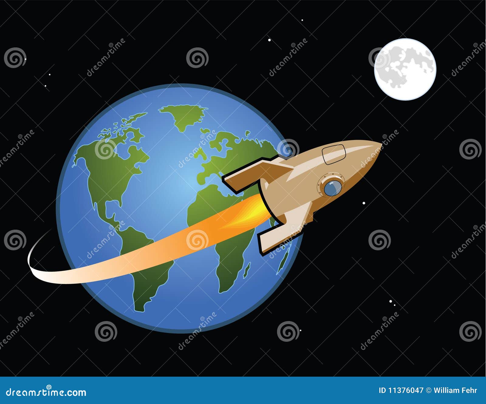 Rocket zum Mond vektor abbildung. Illustration von platz - 11376047