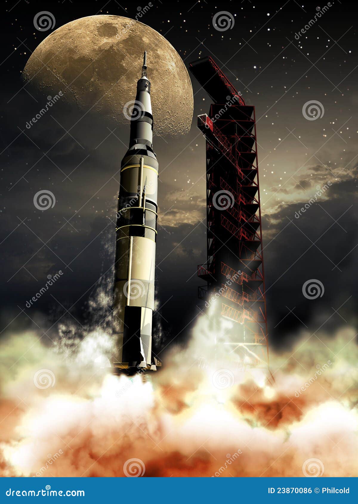 Rocket zum Mond stock abbildung. Illustration von motor - 23870086