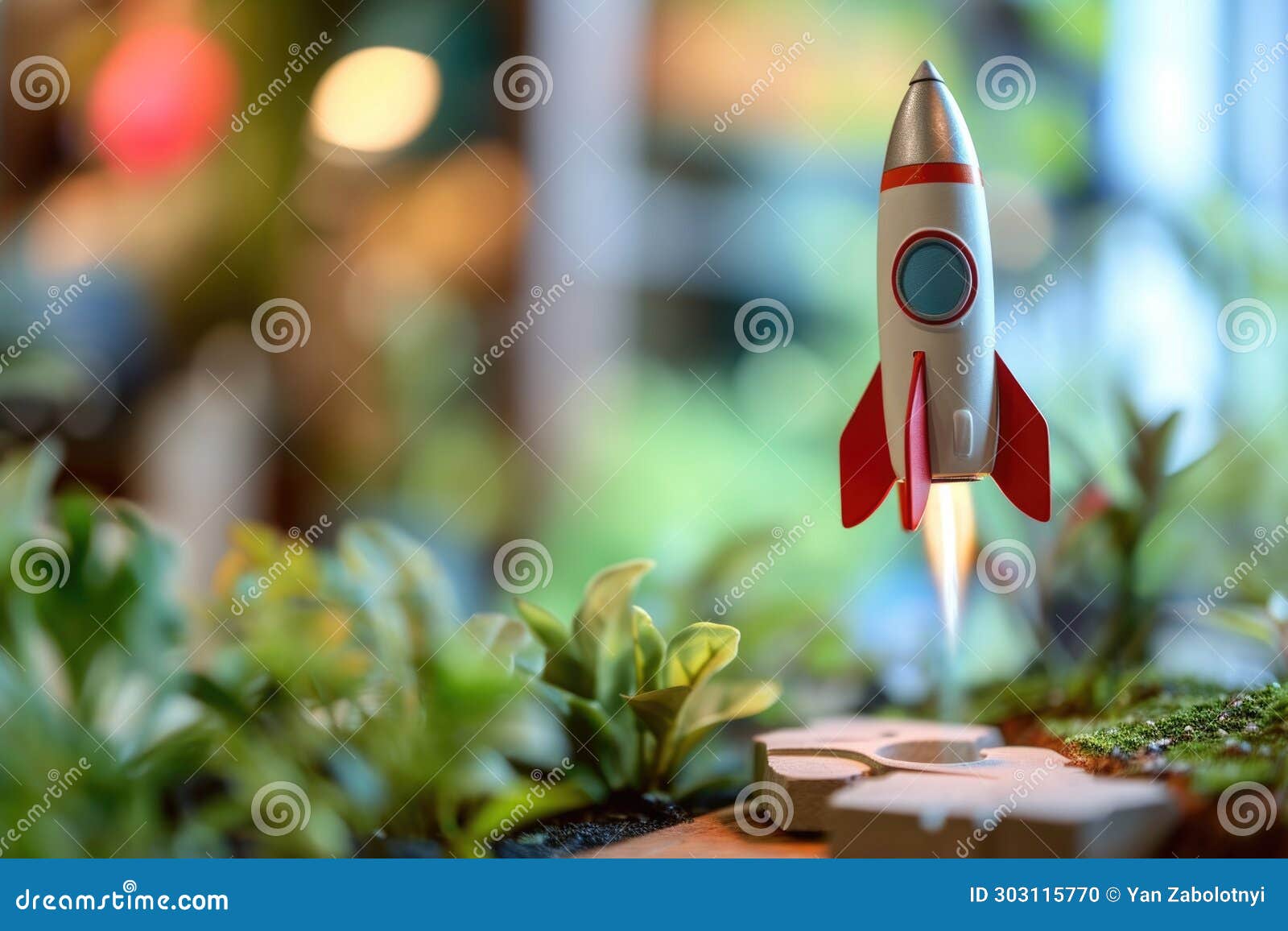 Rocketing Towards New Goals Startup Symbolizes Progress Stock ...