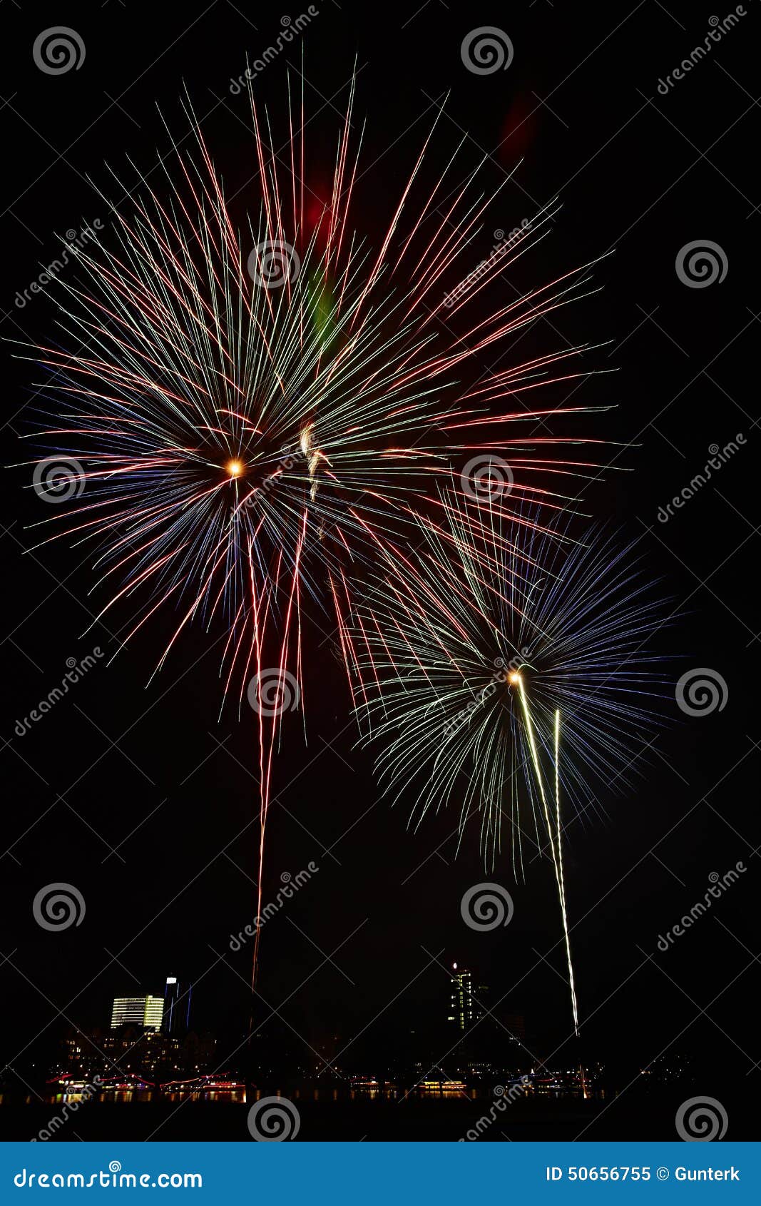 Rockets across night sky stock image. Image of nocturnal - 50656755