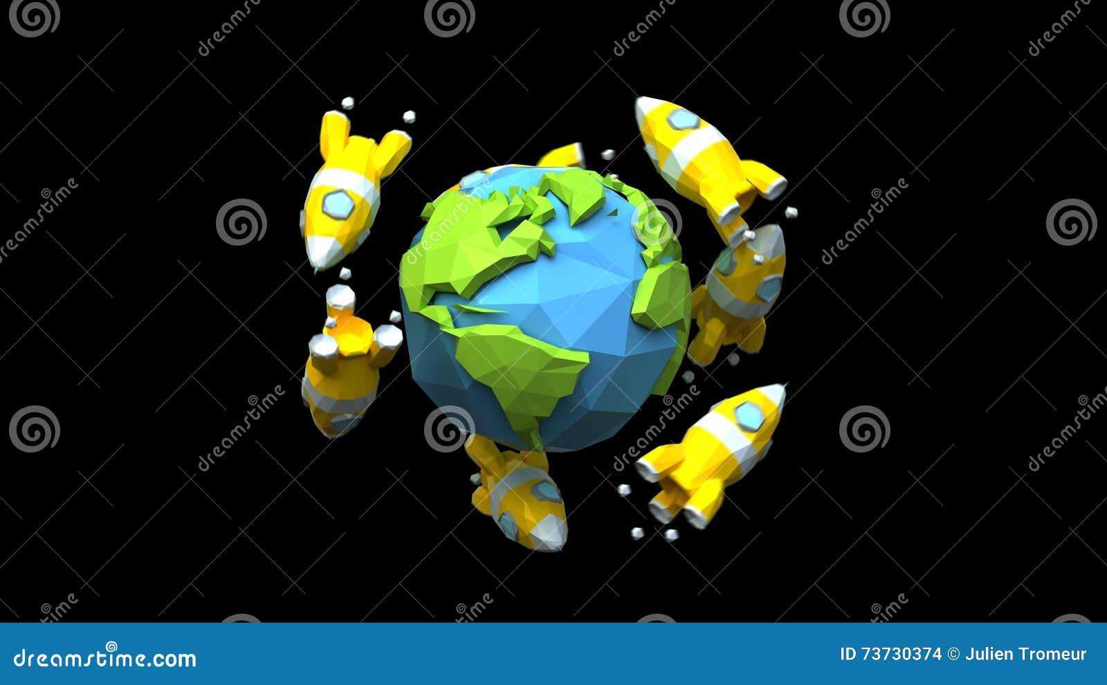 Rockets around the world stock illustration. Illustration of isolated ...