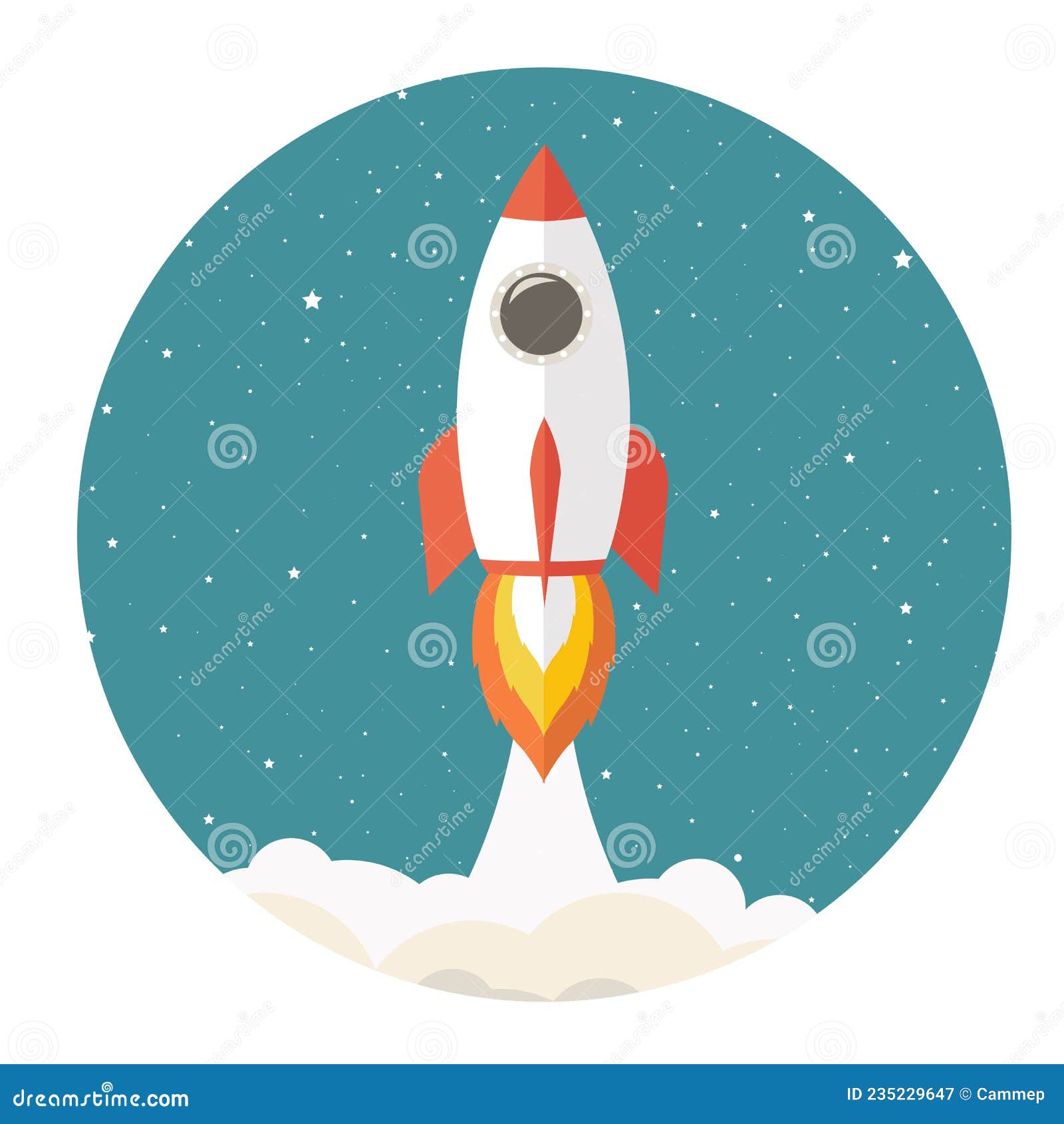 Rockets and Clouds with Star Poster Stock Vector - Illustration of ...