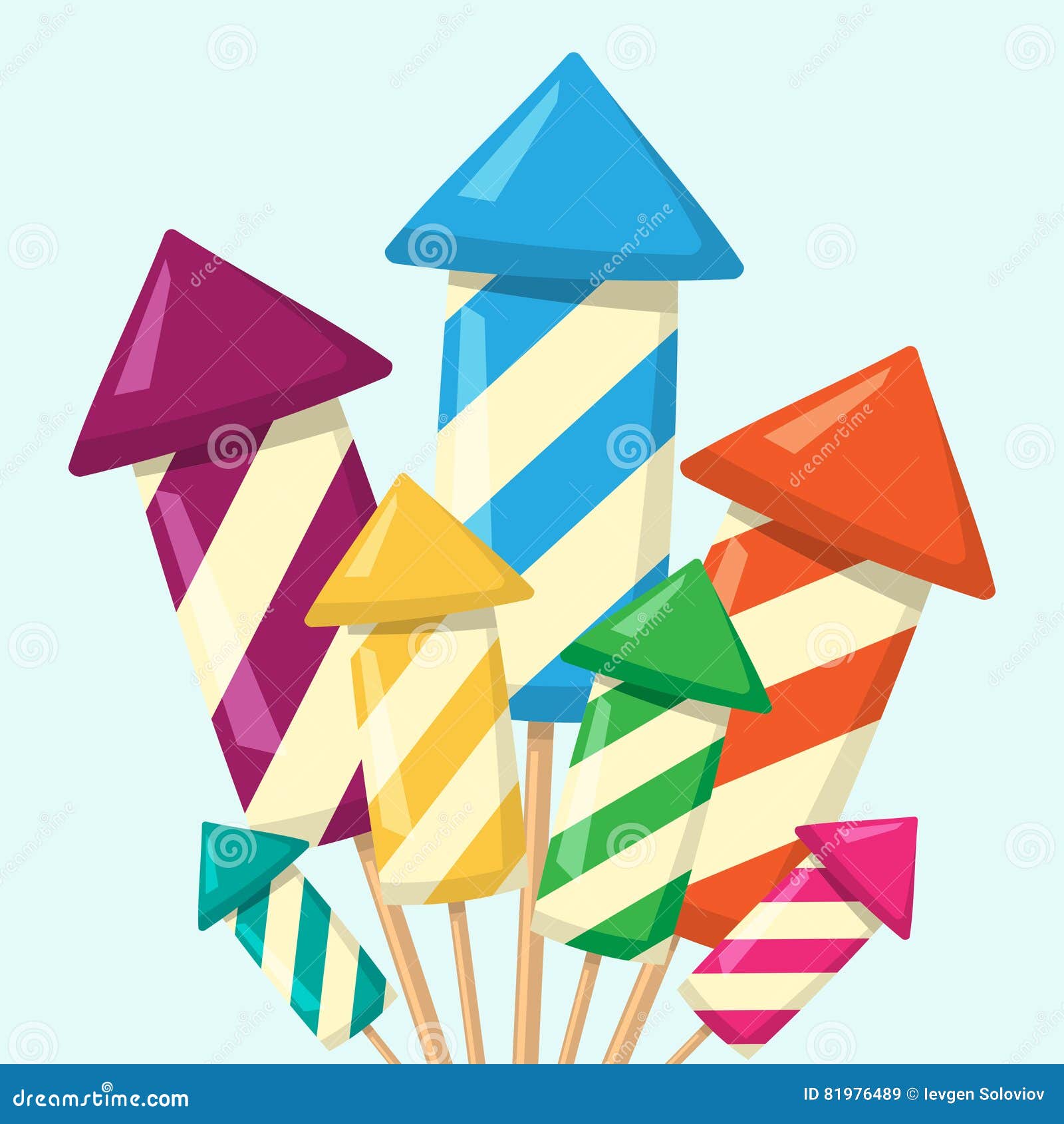 Rockets with fireworks stock vector. Illustration of colors - 81976489