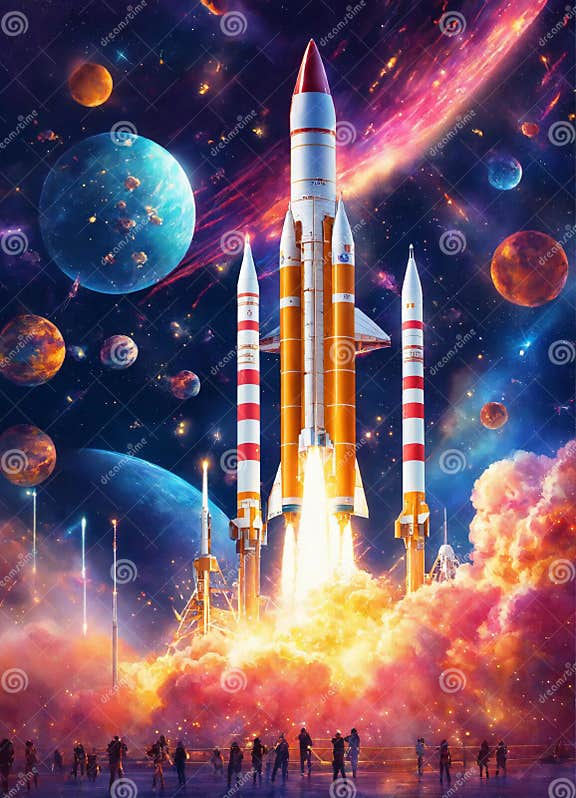 Rockets Fly into the Sky. Selective Focus Stock Photo - Image of ...