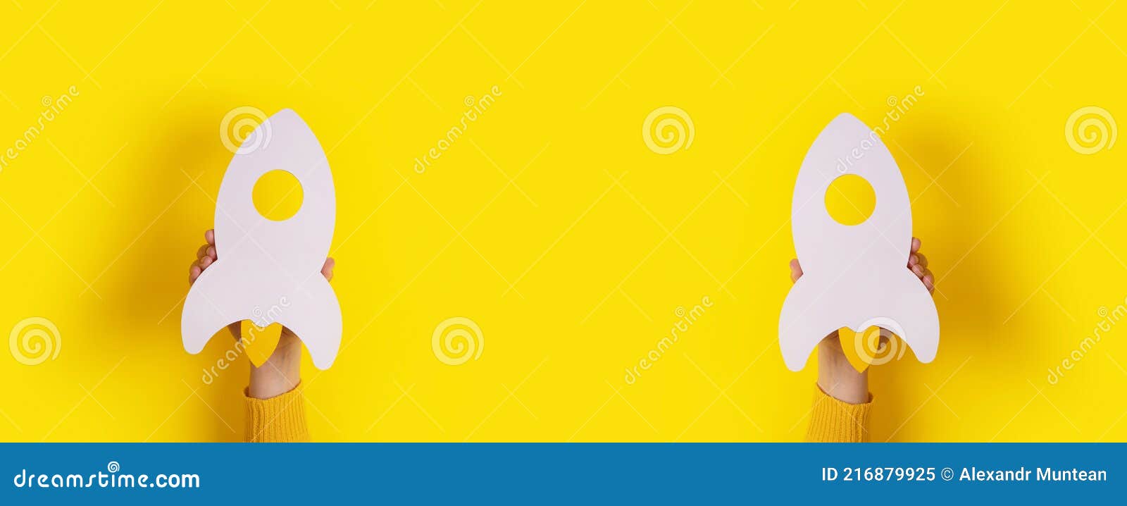 Rockets in hand panoramic stock image. Image of background - 216879925
