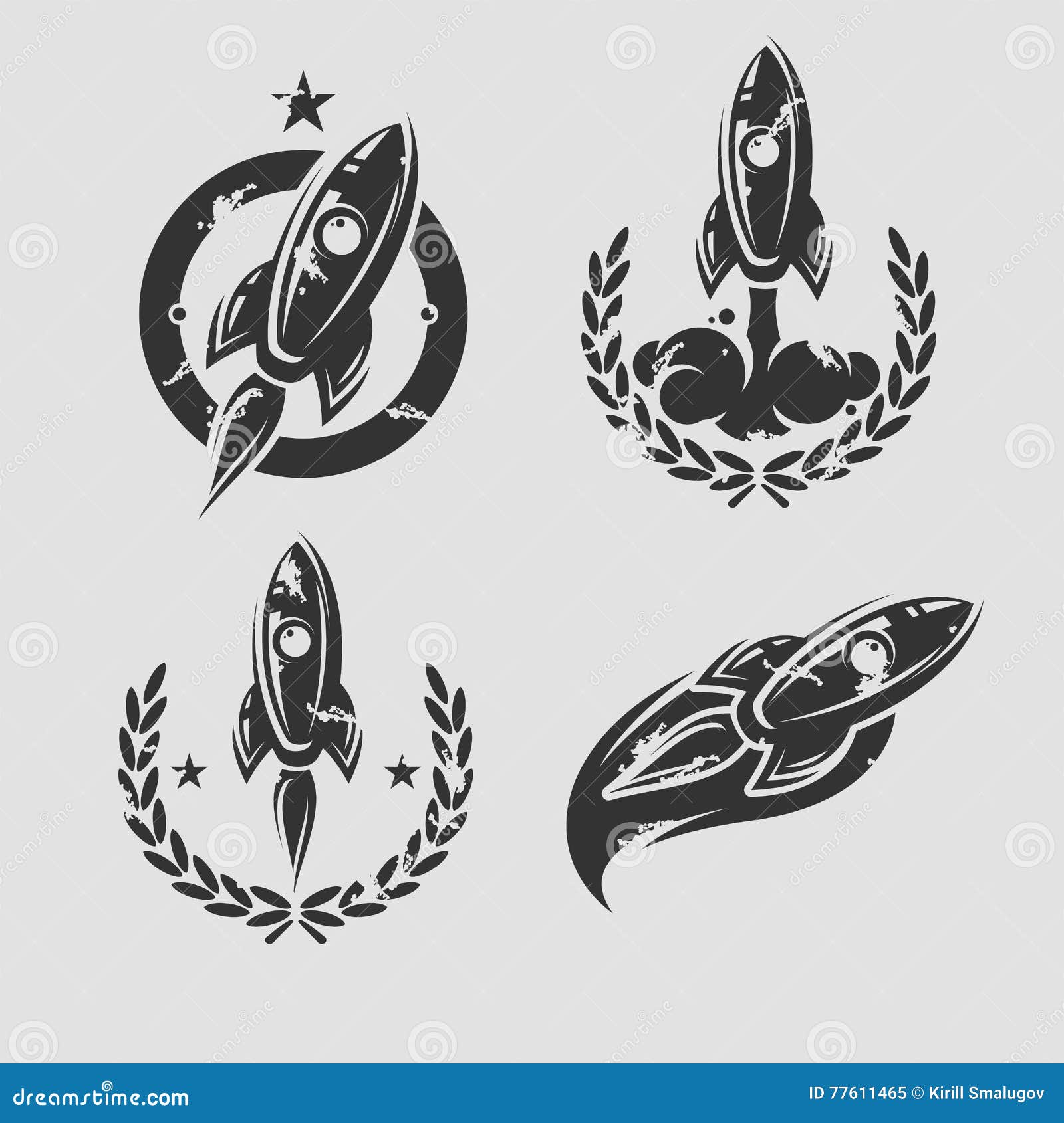 Rockets Labels and Icons Set. Vector Stock Vector - Illustration of ...