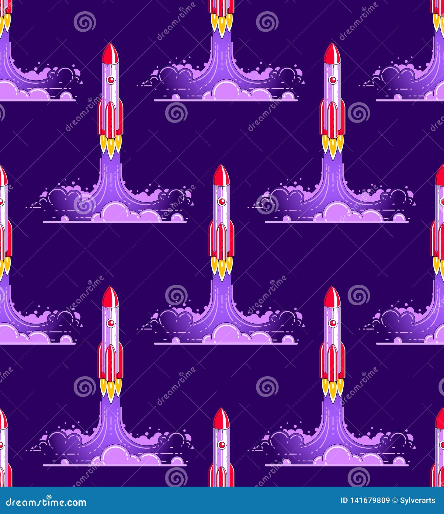 Rockets Launches Seamless Background, Science and Space Theme, Business ...