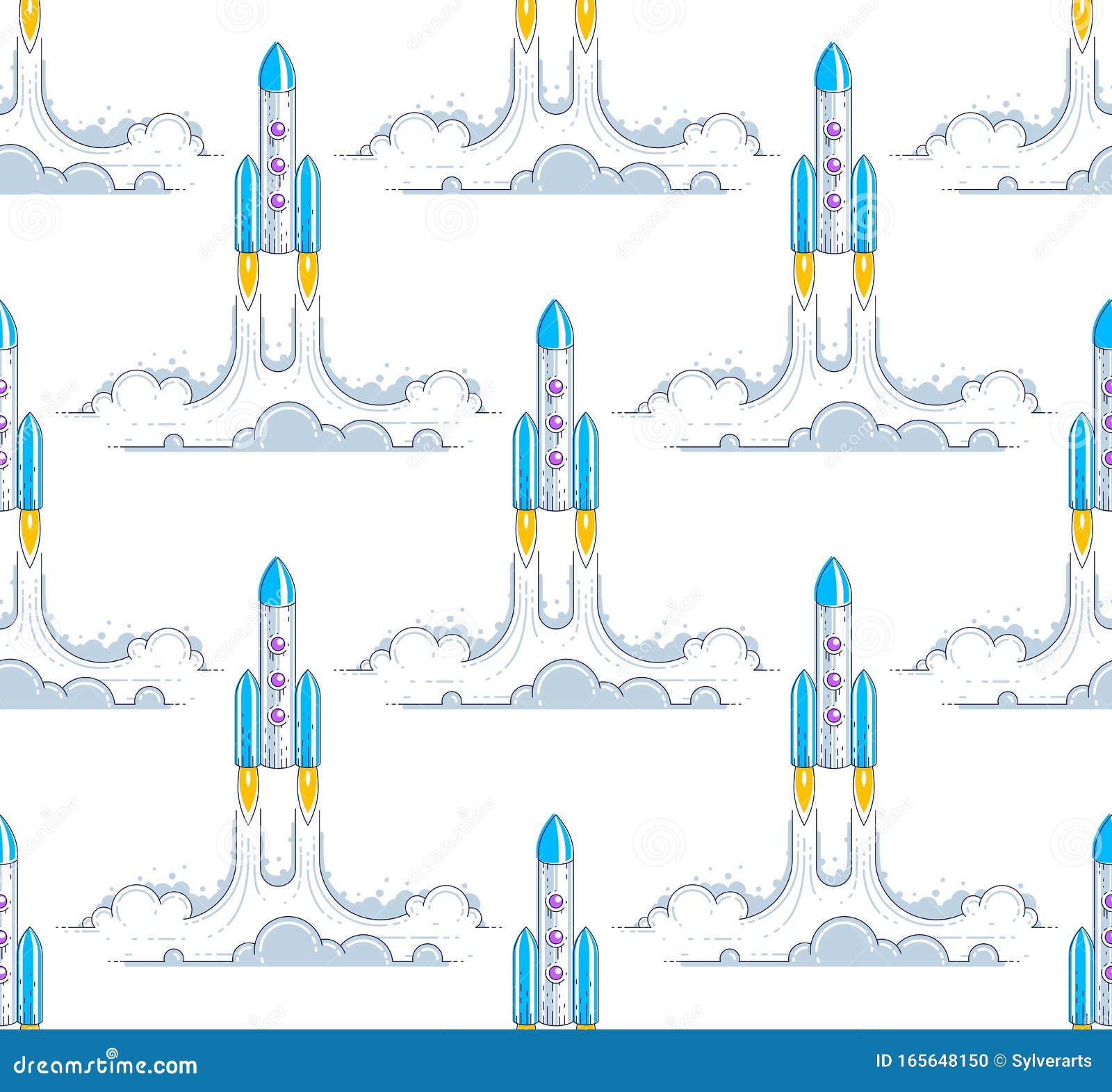 Rockets Launches Seamless Background, Science and Space Theme, Business ...