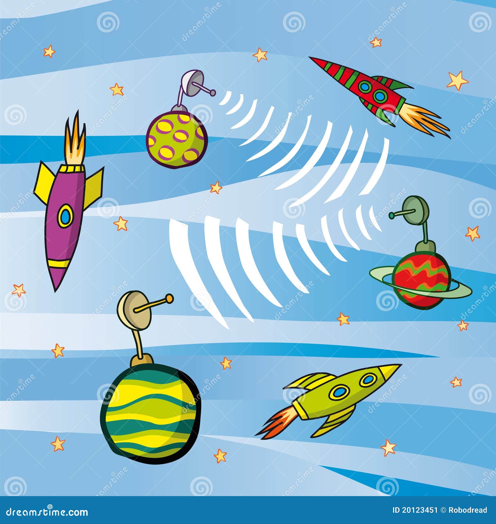 Rockets and planets stock vector. Illustration of satellite - 20123451