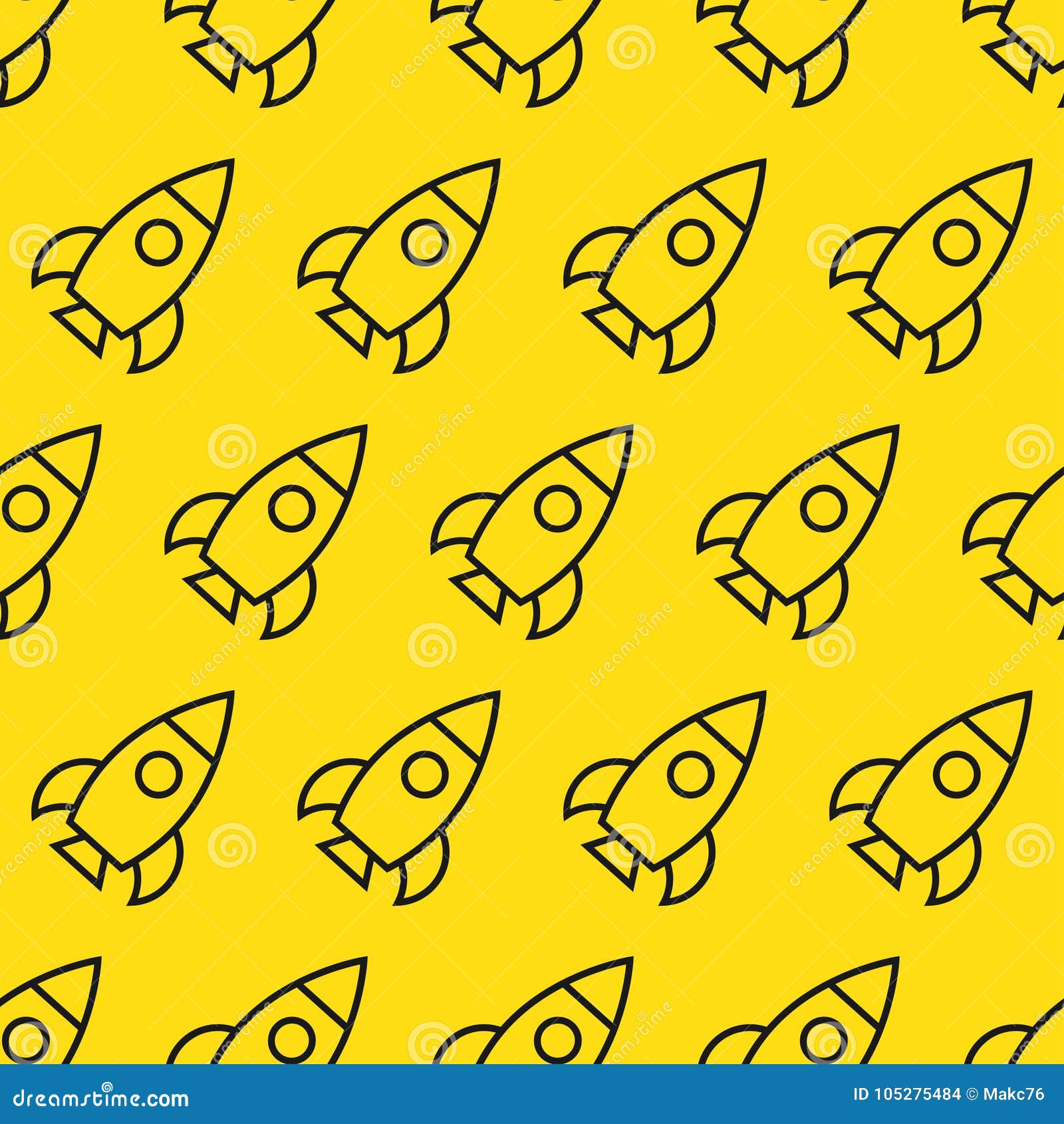 Rockets in Space Seamless Pattern Stock Vector - Illustration of space ...