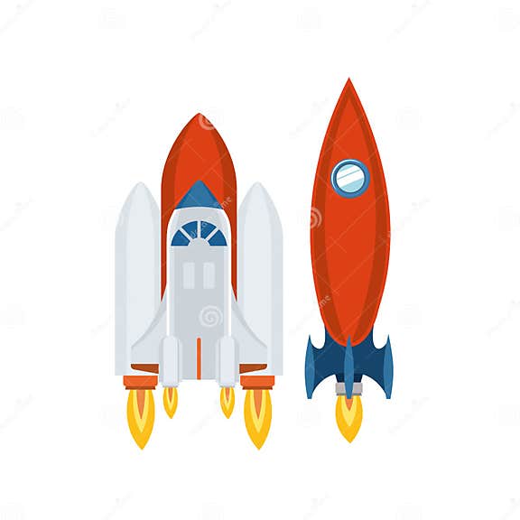 Rockets Taking Off in White Background Stock Vector - Illustration of ...