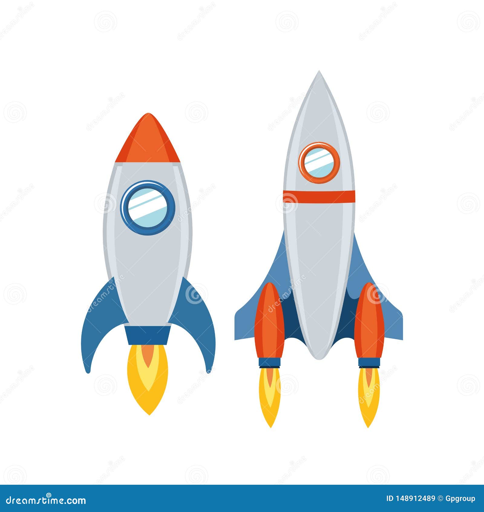 Rockets Taking Off in White Background Stock Vector - Illustration of ...