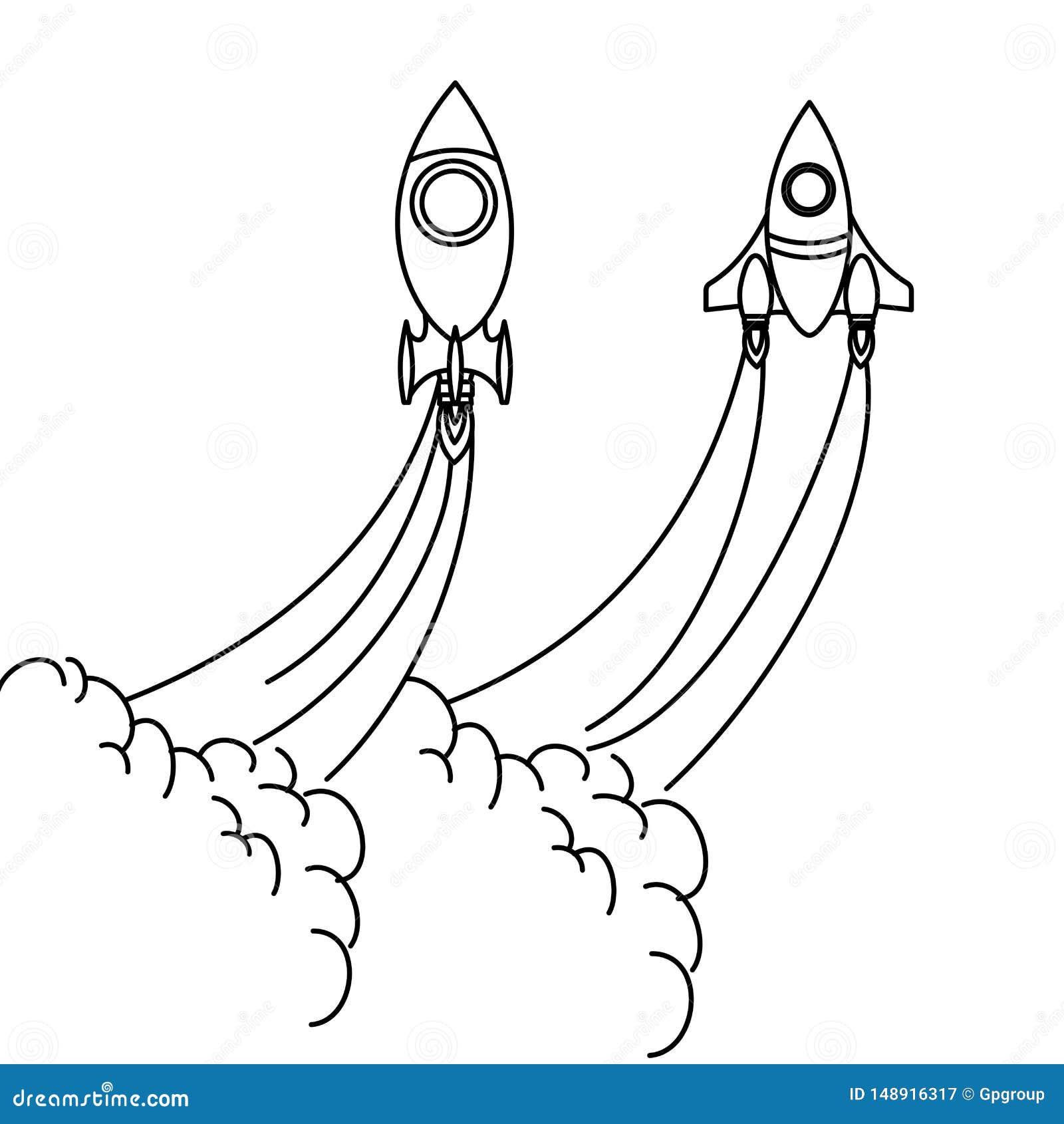 Rocket Ship Taking Off Drawing