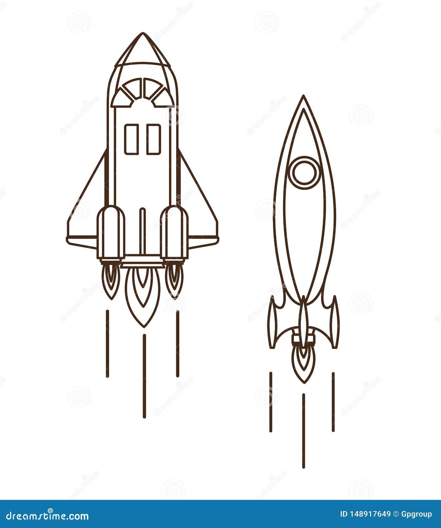 Rockets Taking Off in White Background Stock Vector - Illustration of ...