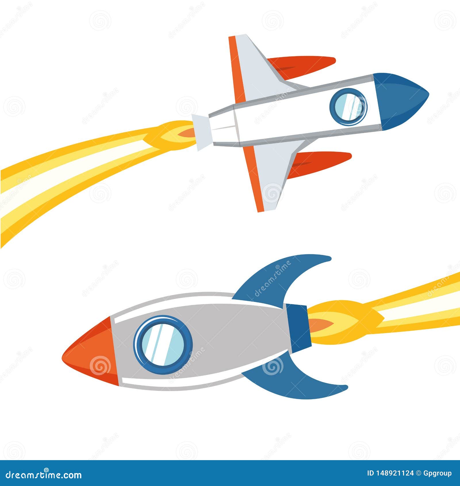 Rockets Taking Off in White Background Stock Vector - Illustration of ...
