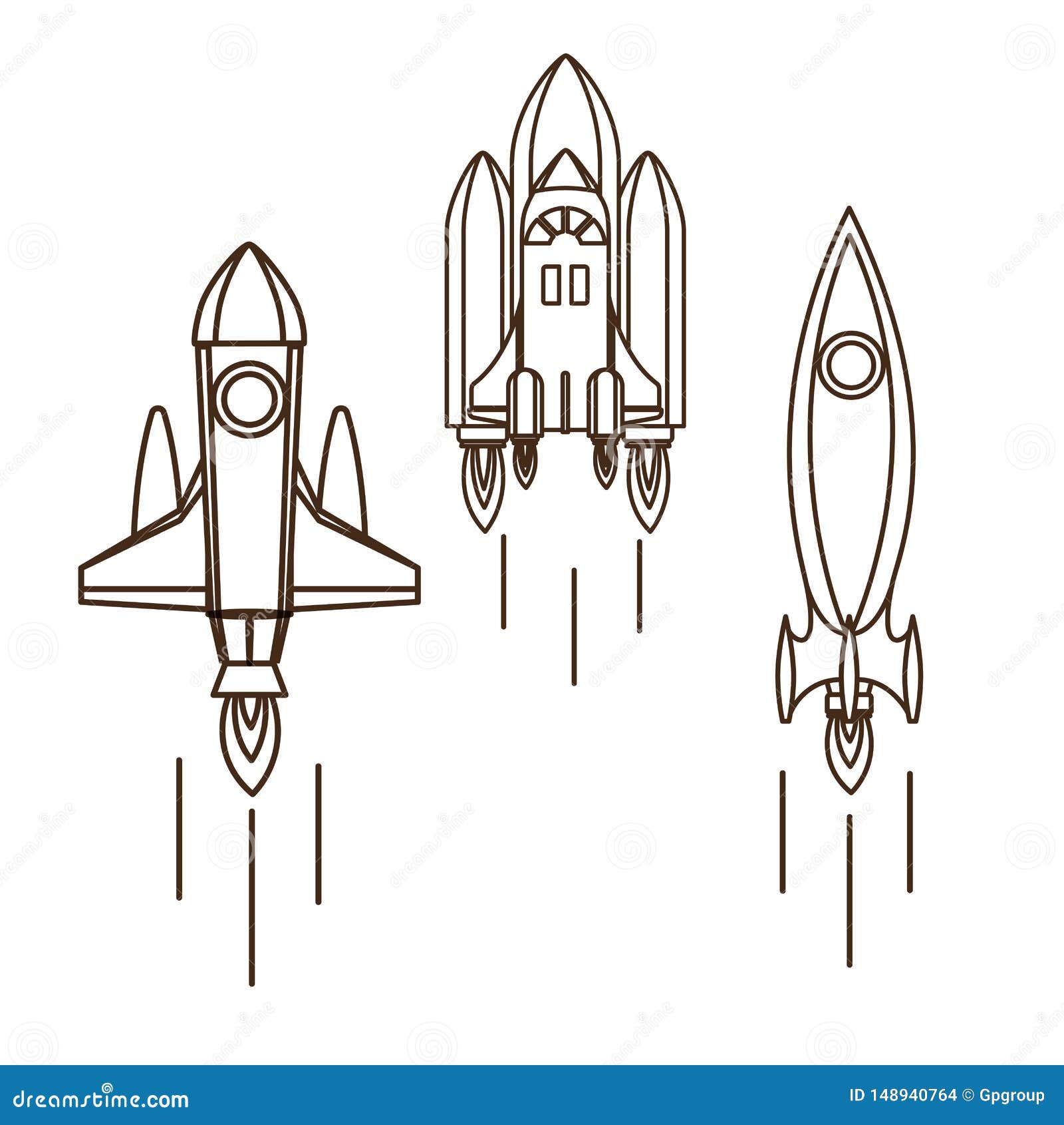 Rockets Taking Off in White Background Stock Vector - Illustration of ...