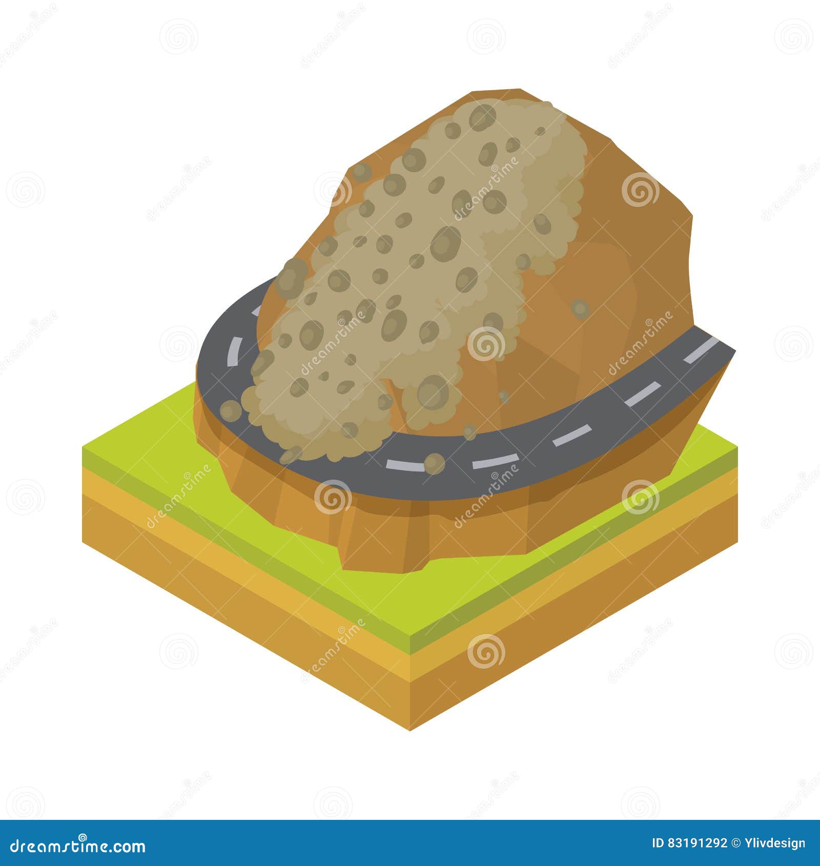 Rockfall Icon in Cartoon Style Stock Vector - Illustration of cliff ...
