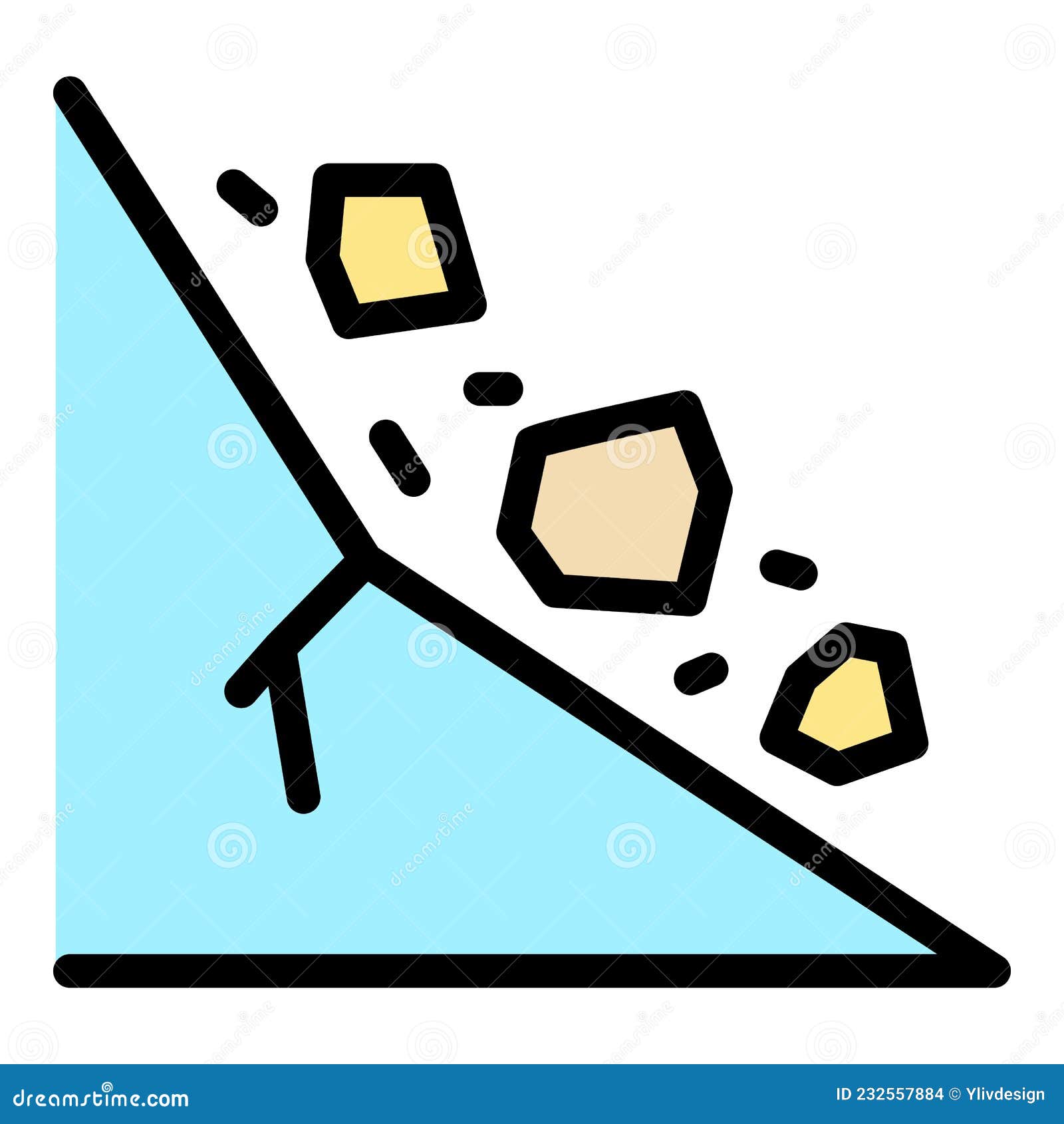 Attention Rockfall Or Stone Falling Caution Sign Warning Icon Vector ...