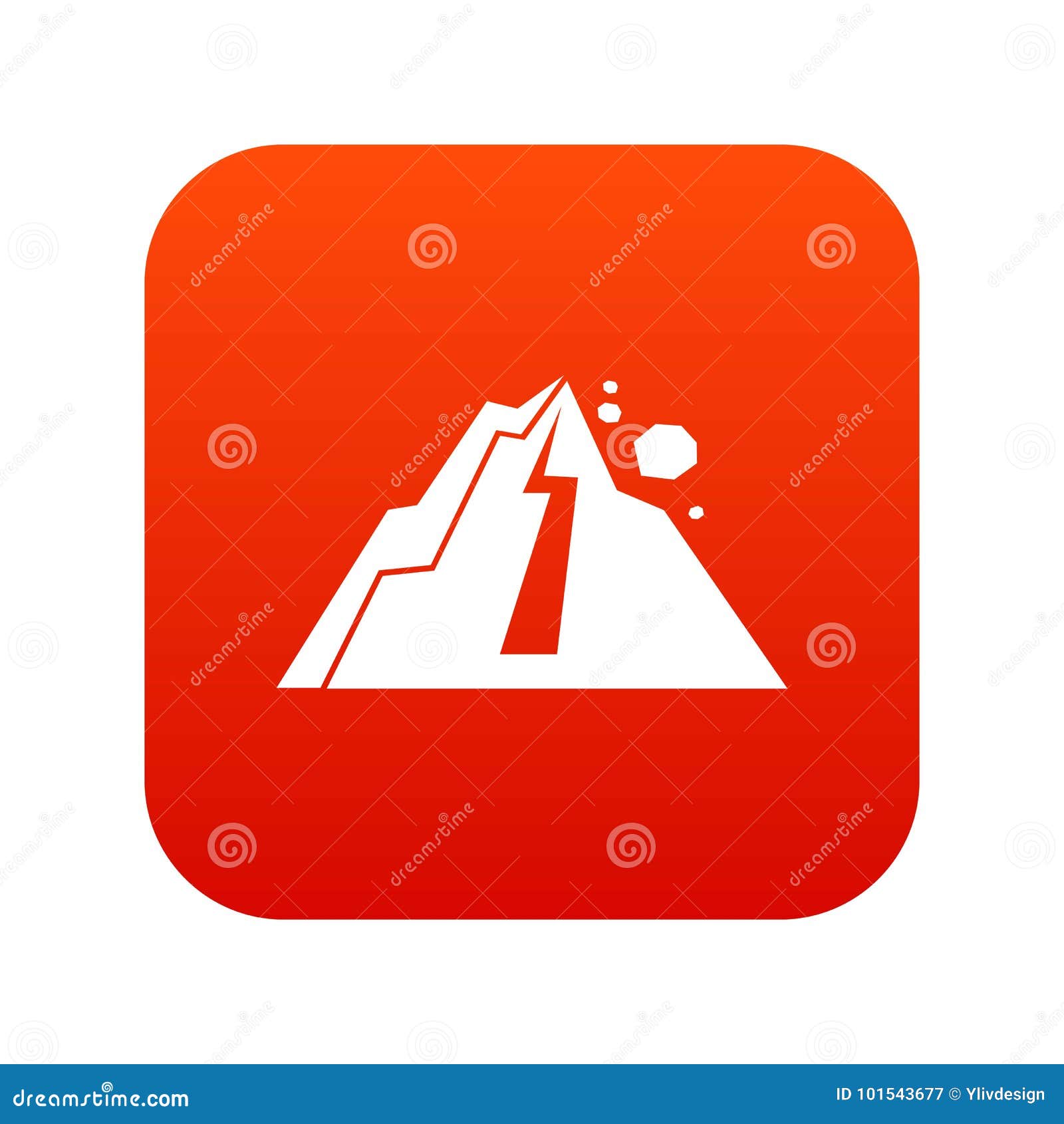 Rockfall icon digital red stock vector. Illustration of caution - 101543677
