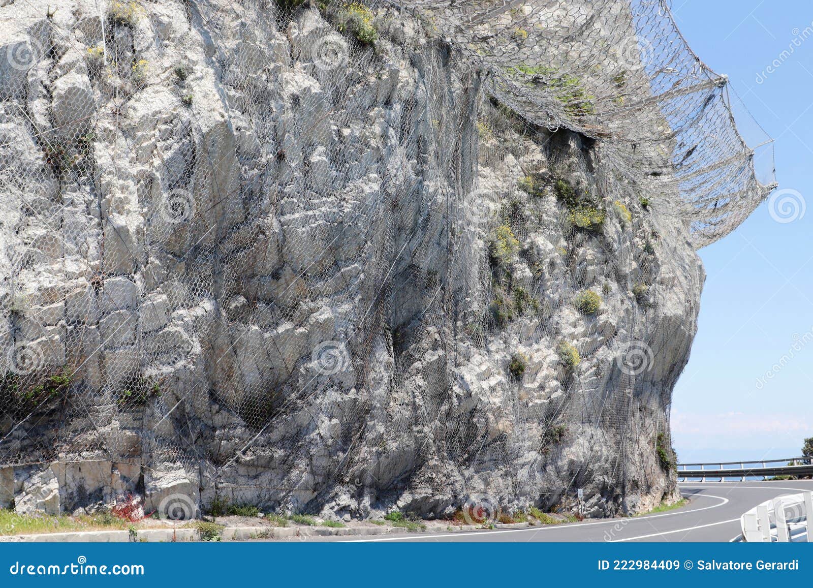 Rockfall Protection Netting, Safety Wire Mesh In The Mountains Royalty ...