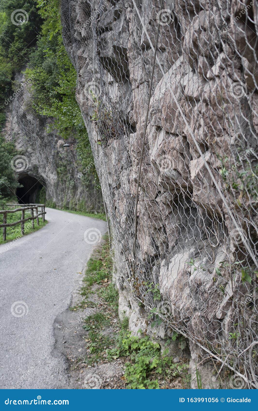 Rockfall protection nets stock photo. Image of rainfall - 163991056
