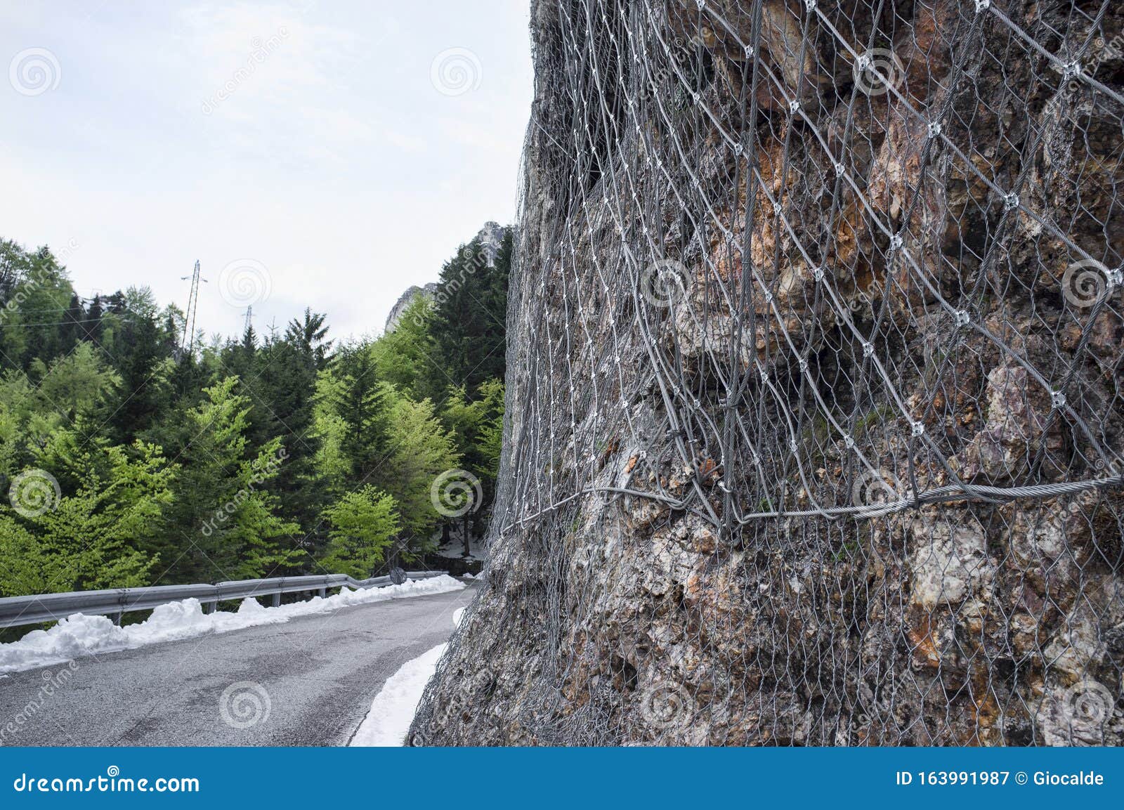 Rockfall protection nets stock image. Image of rockfall - 163991987