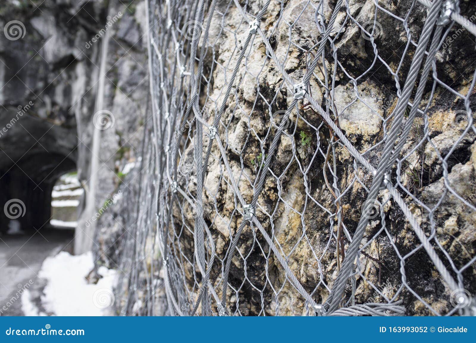 Rockfall protection nets stock photo. Image of prevention - 163993052