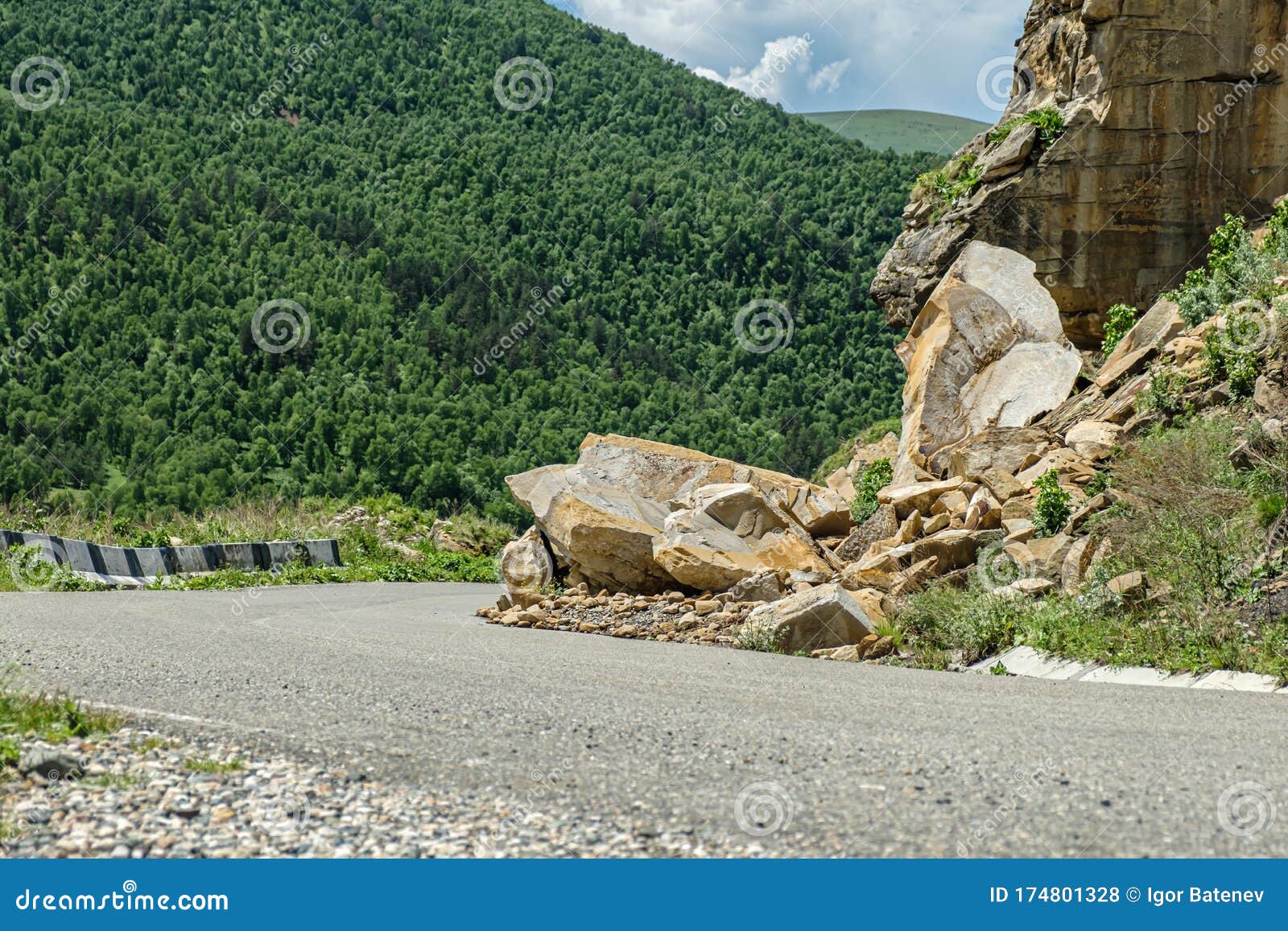 Rockfall on the Road in the Mountains. Stock Photo - Image of broken ...