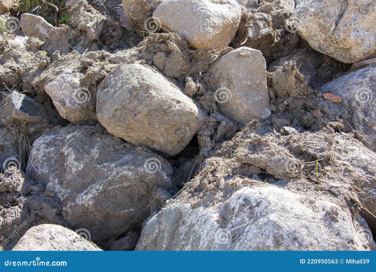 Rockfall on the Road in the Mountains. Stones of Different Sizes ...