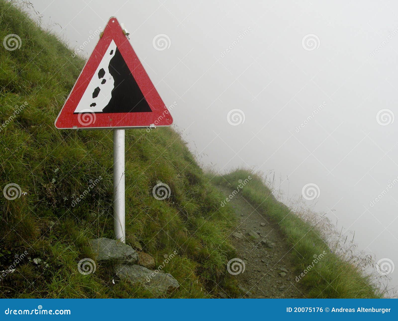 Rockfall sign in the alps stock photo. Image of green - 20075176