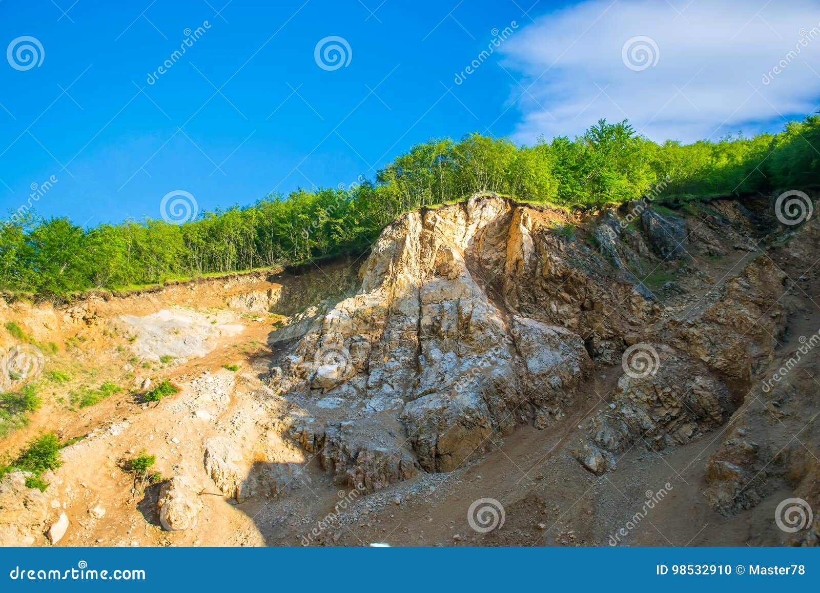 Rockfall on a steep slope stock photo. Image of landscape - 98532910