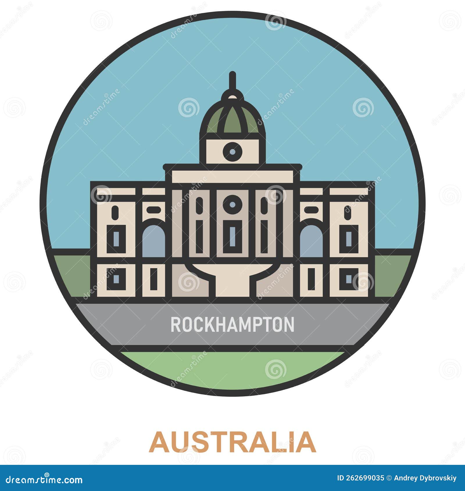 Rockhampton. Sities and Towns in Australia Stock Vector - Illustration ...
