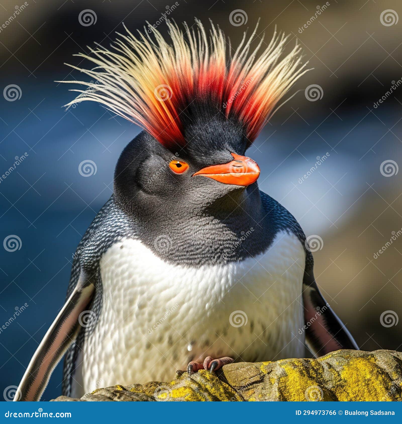 Rockhopper Penguin on the Rock Made with Generative AI Illustration ...