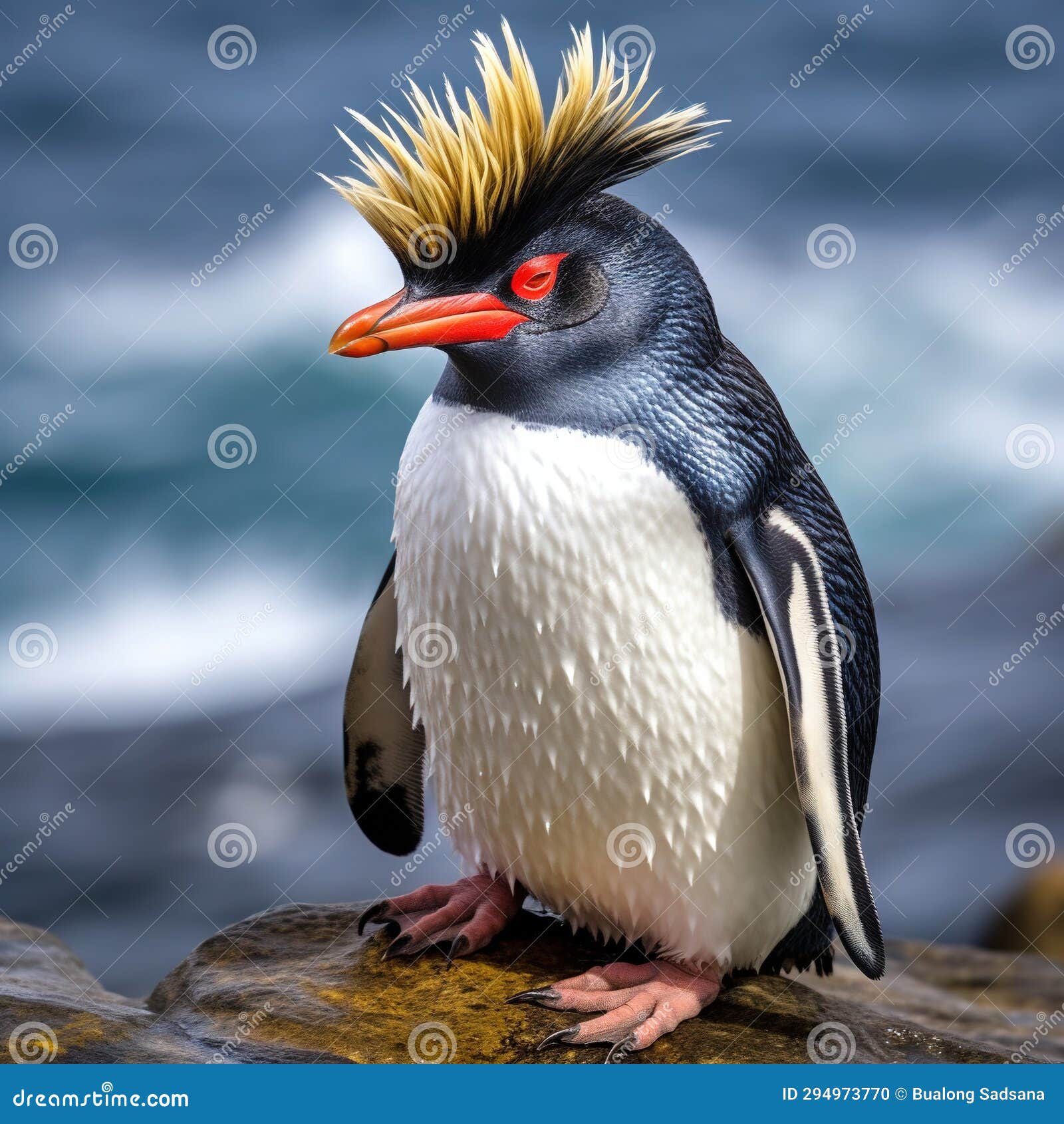 Rockhopper Penguin on the Rock Made with Generative AI Illustration ...