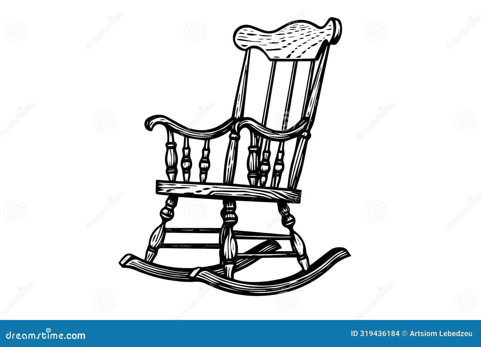 Rocking Chair Hand Drawn Ink Sketch. Vector Engraved Illustration ...