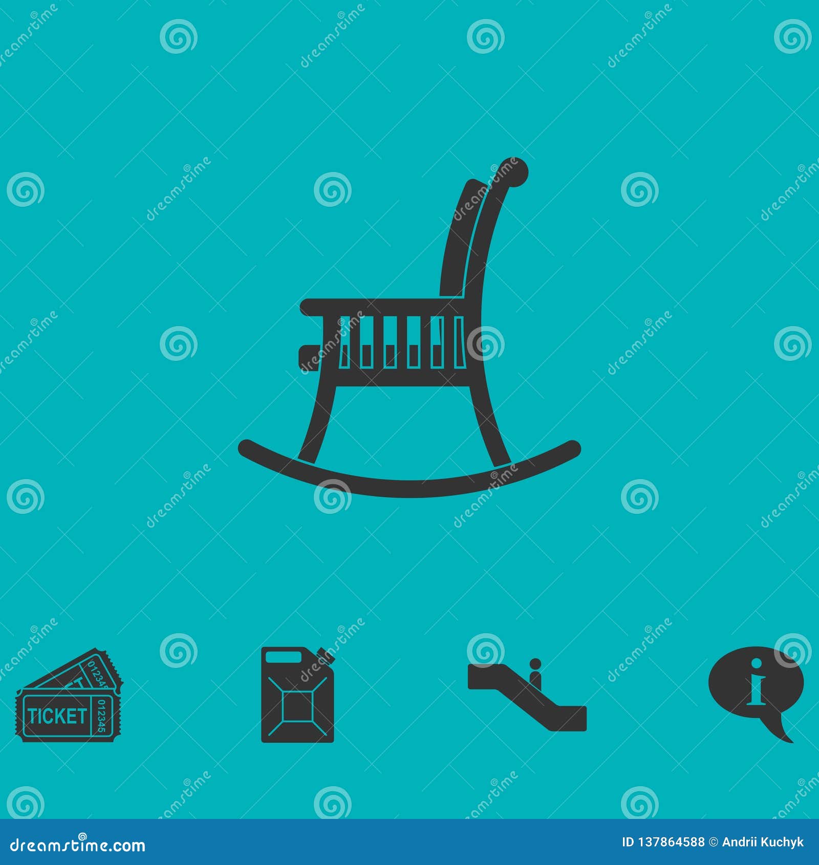 Rocking chair icon flat stock vector. Illustration of cartoon - 137864588