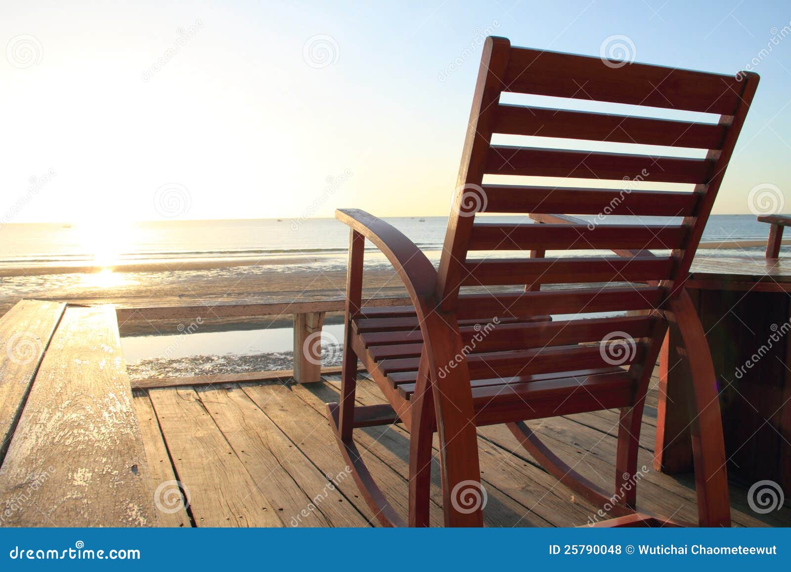 Rocking Chair at the Terrace, Sunrise Stock Photo - Image of rice ...