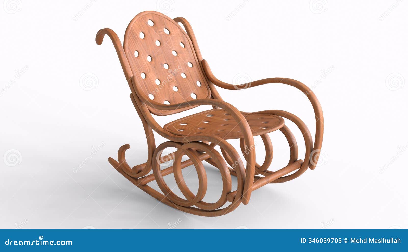 Rocking Chair with White Background Stock Image - Image of armchair ...